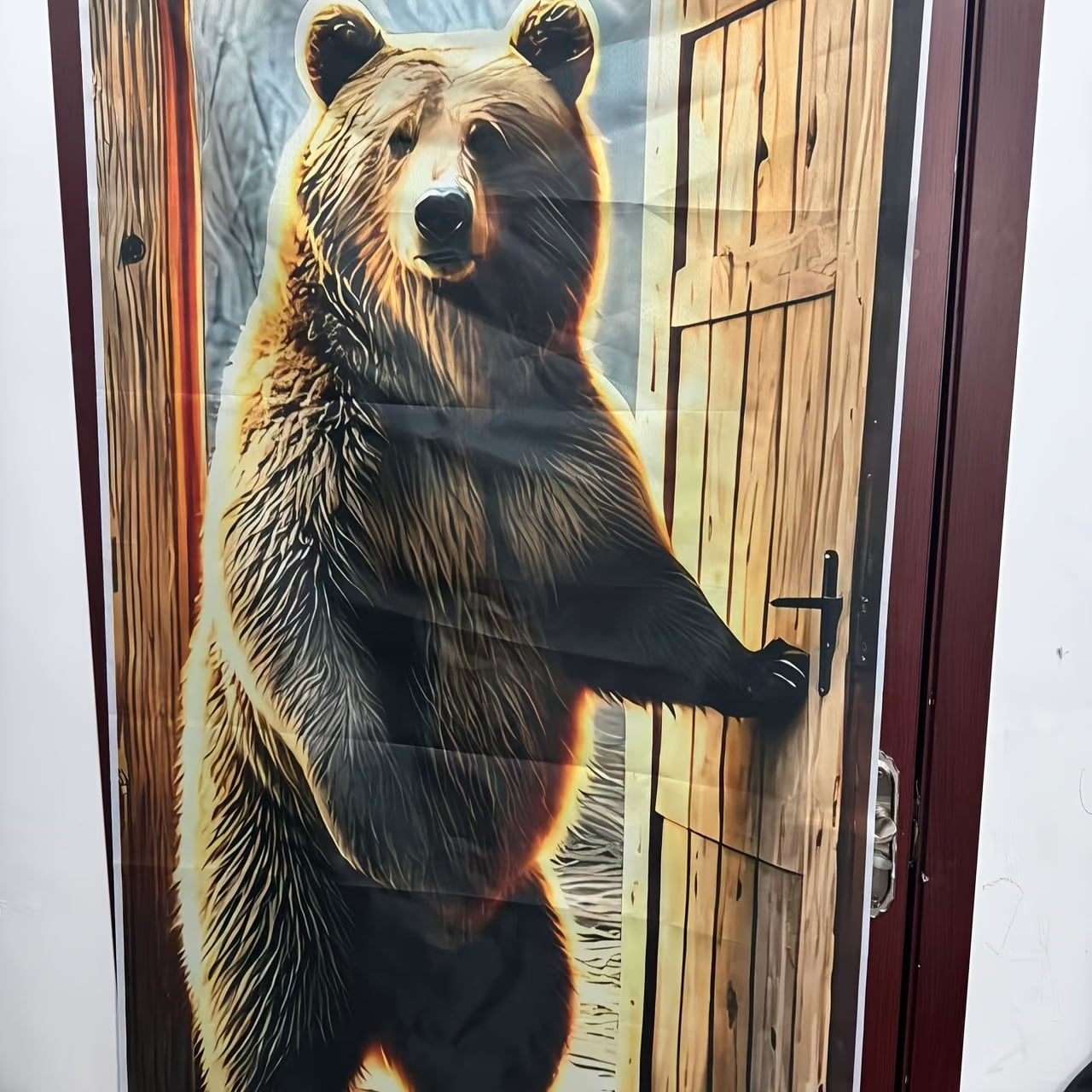 2D Door Banner, 2D Flat 2D Flags Polyester Brown Bear Door Banner, Seasonal Outdoor Decor, No ...