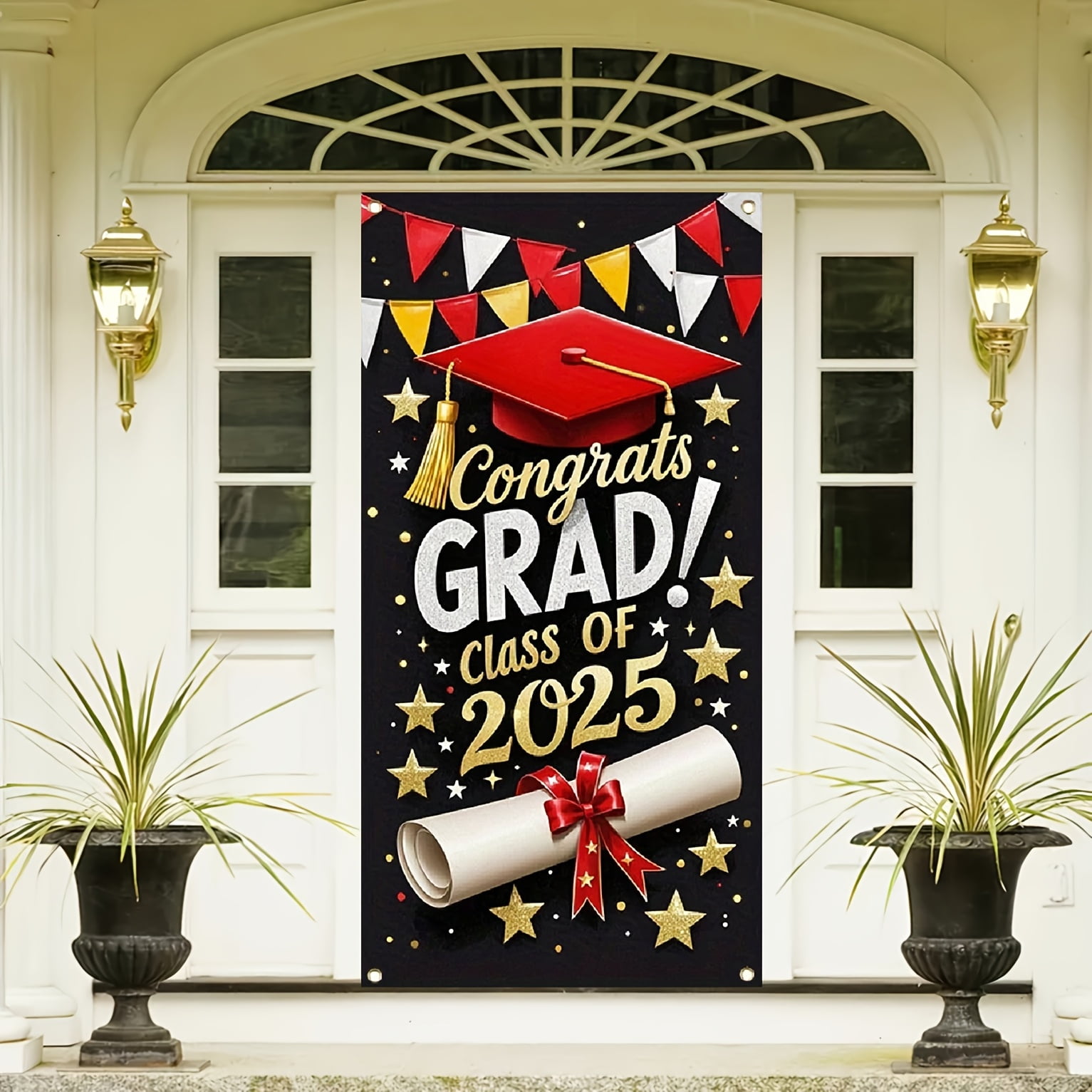 2D Door Banner,Class of 2025 Graduation Door Banner - Golden Stars ...