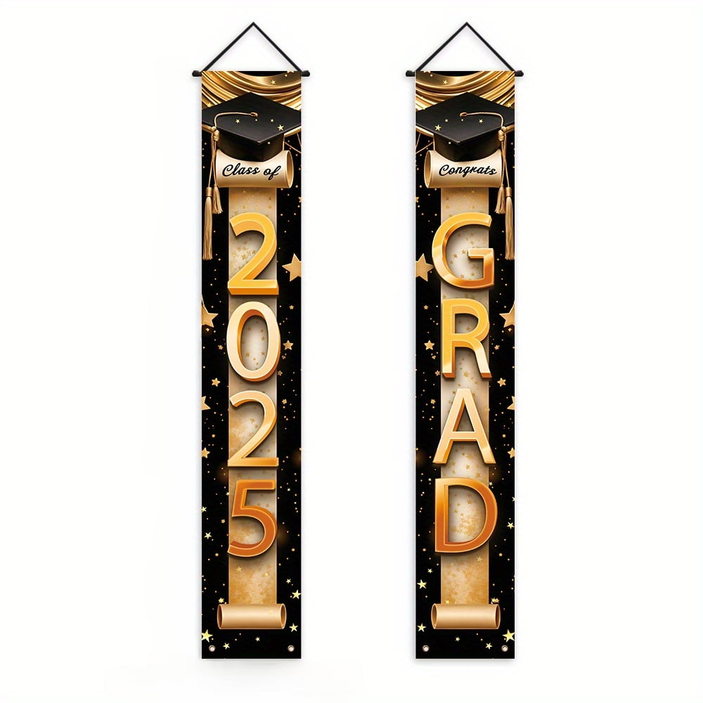 2D Door Banner Pair of Polyester Graduation Door Flags, 2025 Graduation ...