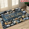 2D Elegant Welcome Pebble Design Door Mat - 6Mm Thick Rectangular Rug ...