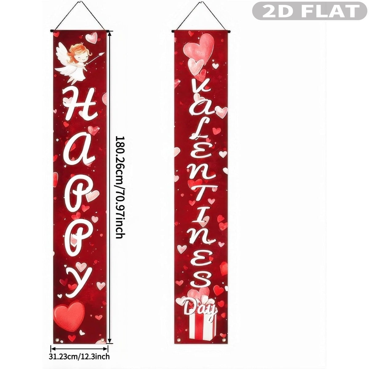 2D FLAT 1pair Valentine's Day Door Banner Suspension Rods and Ropes, 31 ...