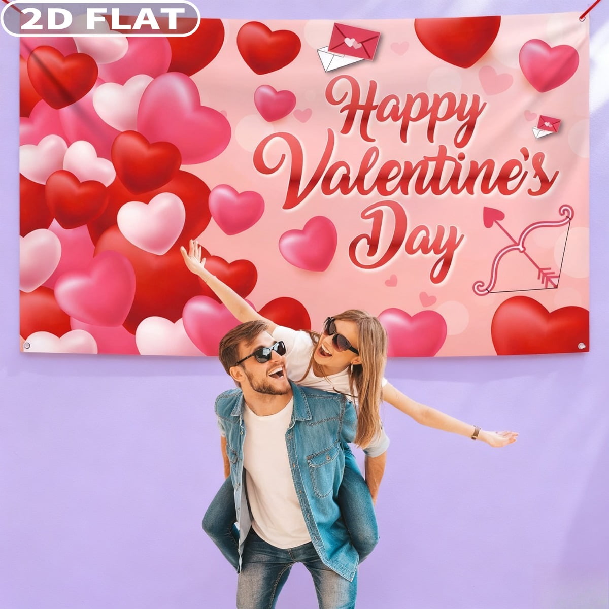 2D FLAT 1pc Happy Valentine's Day Party Photobooth Props Backdrop - 110 ...