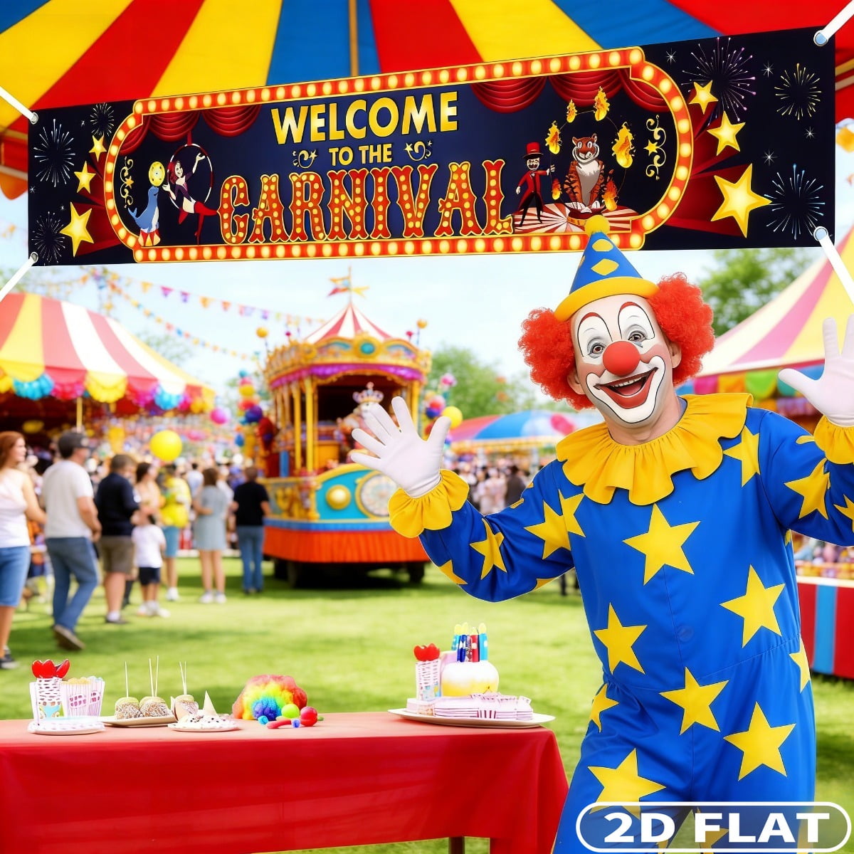 2D FLAT 1pc Welcome To The Carnival Banner Party Photo Booth Props - 19 ...