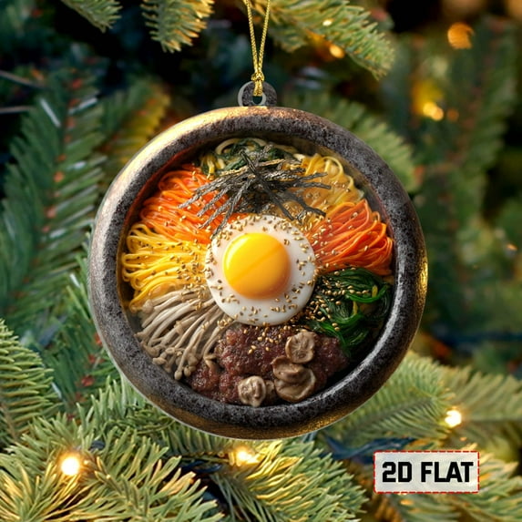 2D FLAT Bibimbap Christmas Acrylic Ornament, Korean Food Lover Tree ...