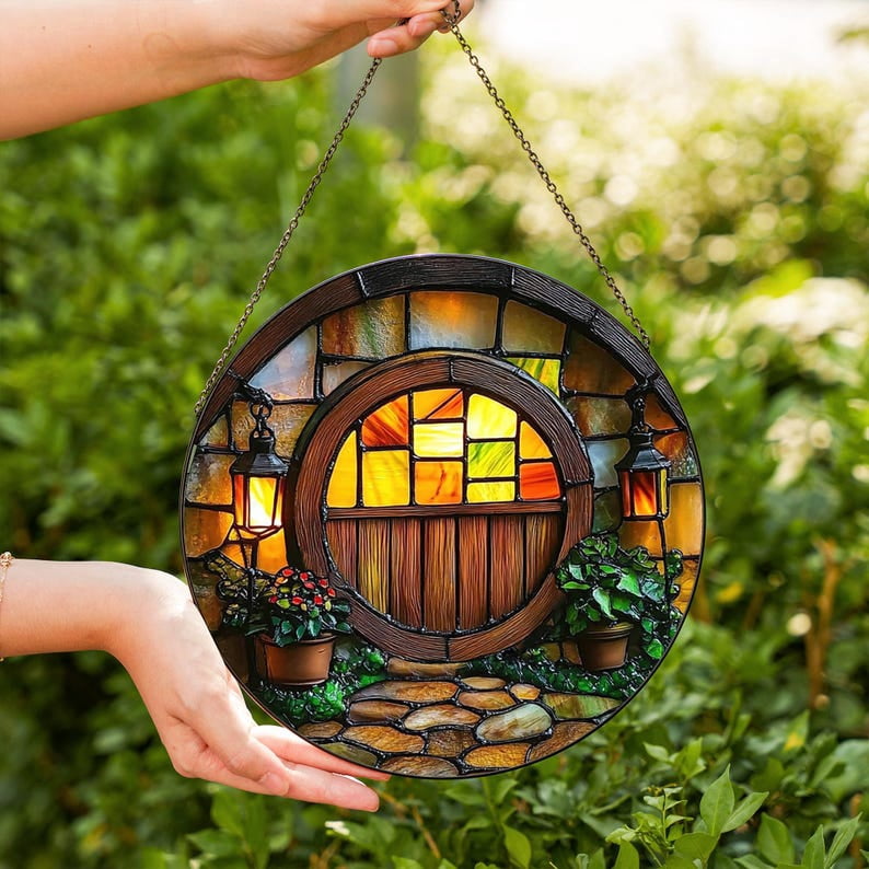2D FLAT The Shire Hobbit Glass Suncatcher Ornament, Stained glass Movie ...
