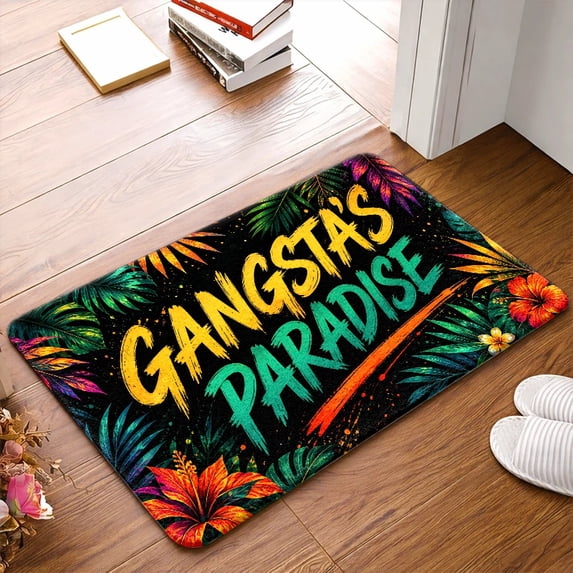 2D Flannel Floor Mat, Personalized 'Gangsta'S Paradise' with Tropical ...