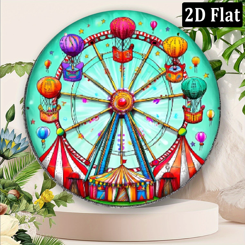 2D Flat - 1 8X8Inch Aluminum Happy Halloween Theme 2D round Sign-Single ...