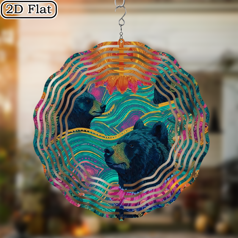2D Flat, 10 Inch Hanging Wind Chime with rotating Rotating Design 4 ...