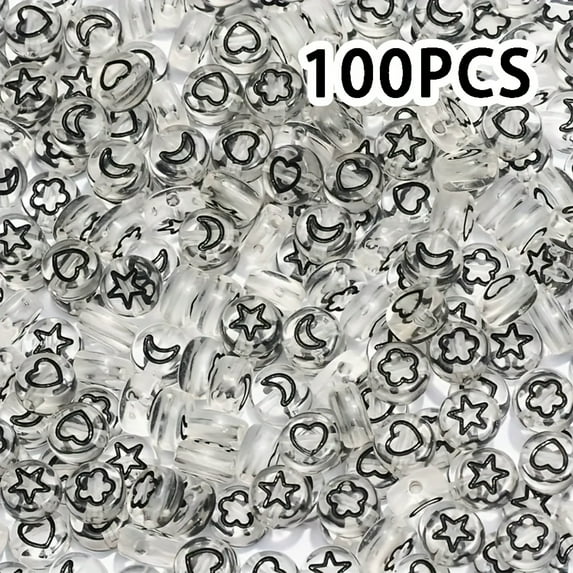 2D Flat, 100/200/300pcs (Choose Quantity) Clear Transparent Beads with ...