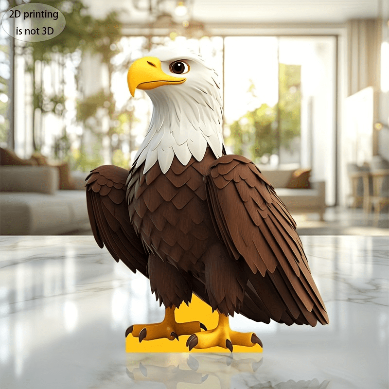 2D Flat 1PC, Bohemian Bald Eagle Wood Decor, Patriotic American Style ...