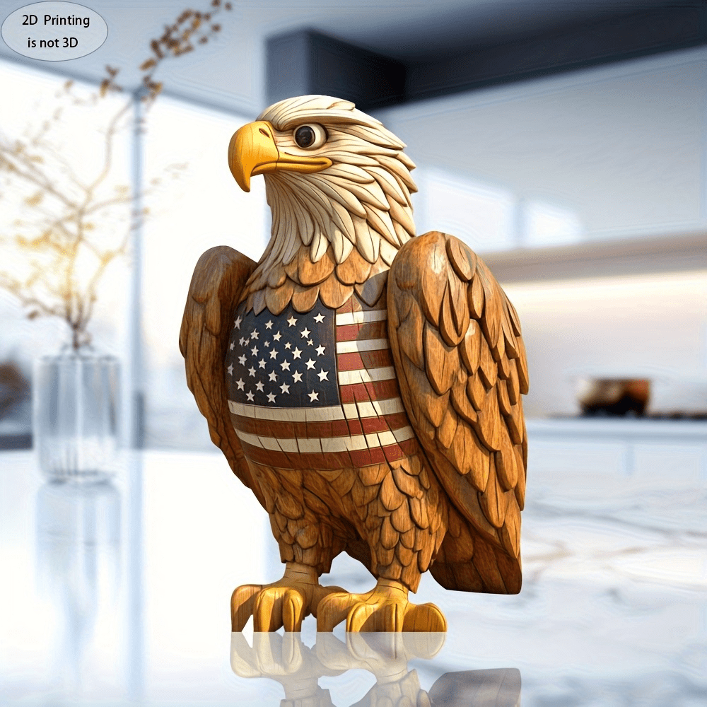 2D Flat 1PC, Wooden 2D Plane Printed Eagle Statue - Vintage Animal ...