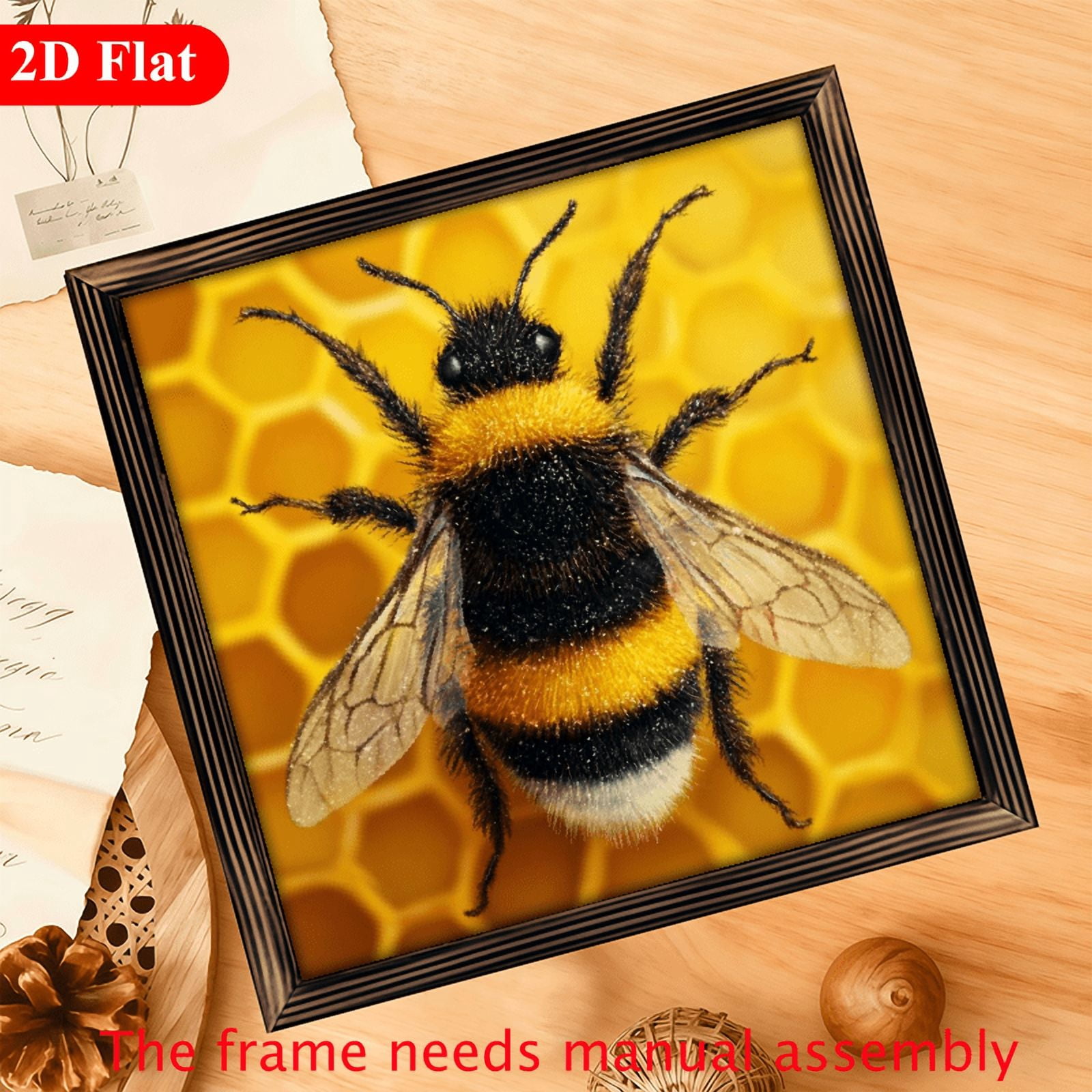 2D Flat, 1Pc 12x12inch Countryside Bee and Honeycomb Wall Art Old Wood ...