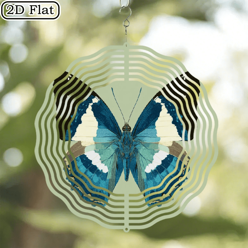 2D Flat, 1Pc Wood Frame Sign Pastel Butterfly Wind Chime 10inch ...
