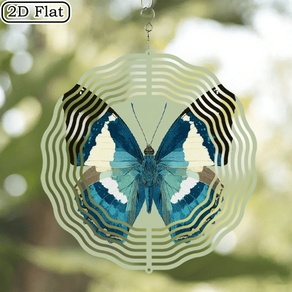 2D Flat, 1Pc Wood Frame Sign Pastel Butterfly Wind Chime 10inch ...