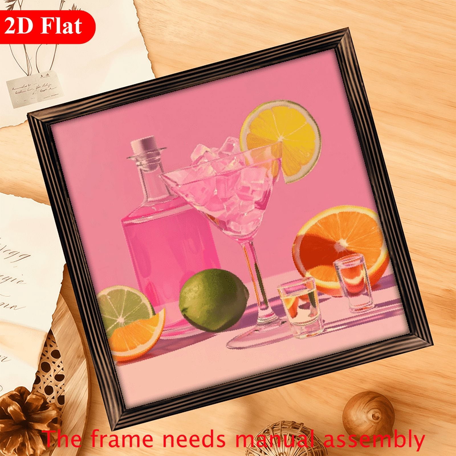 2D Flat, 1Pc Wood Frame Sign Pink Girly Wall Art Paintings Ideal Gift ...