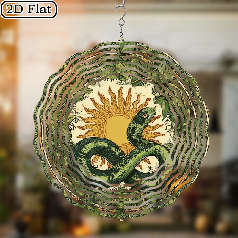 2D Flat, 1pc 10-Inch Green Snake Wind Chime - Unique Hollow-Out Design ...
