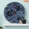 2D Flat, 1pc, 10-inch Round Silent Wall Clock, Black Golden Flower ...