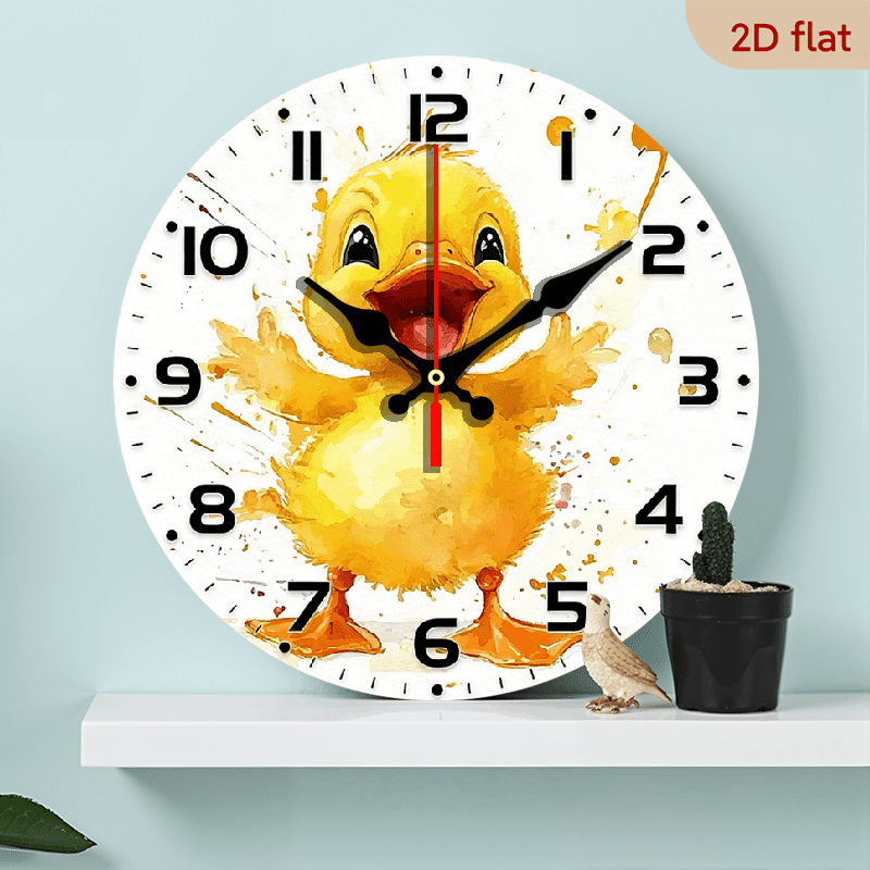 2D Flat, 1pc 10Inch Canvas Print of Happy Duck Art - 10inch Wood Veneer ...