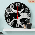 2D Flat 1pc 10Inch Cow Print Wooden Wall Clock - 25cm Silent Japanese ...
