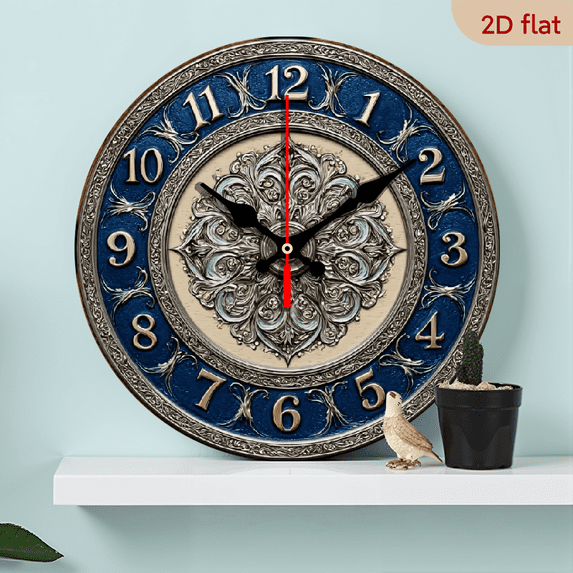 2D Flat 1pc 10Inch Farmhouse Style Wooden Round Wall Clock - Print ...