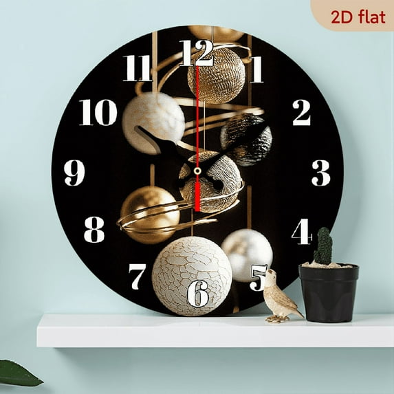 2D Flat 1pc 10Inch Modern Abstract Art Wooden Wall Clock with Rotating ...