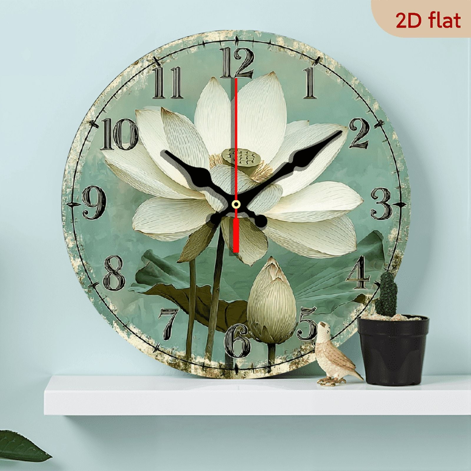 2D Flat 1pc 10Inch Non-Ticking Silent Quartz Wooden Wall Clock - for ...