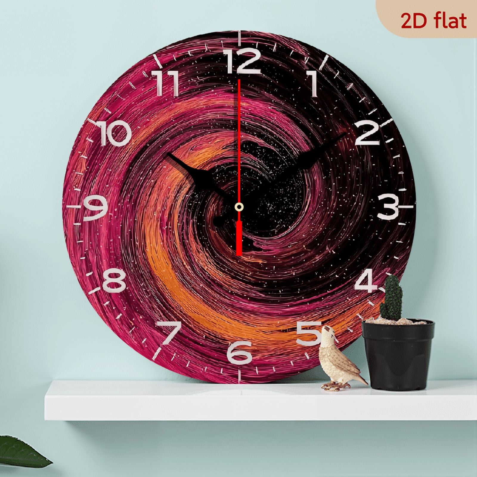 2D Flat 1pc 10Inch Non-Ticking Silent Wooden Wall Clock - Abstract ...