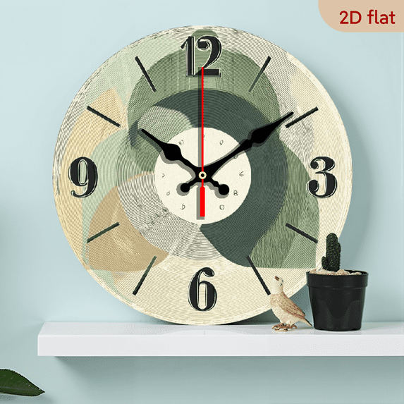 2D Flat 1pc 10Inch Rustic Farmhouse Wooden Wall Clock - Silent Quartz ...