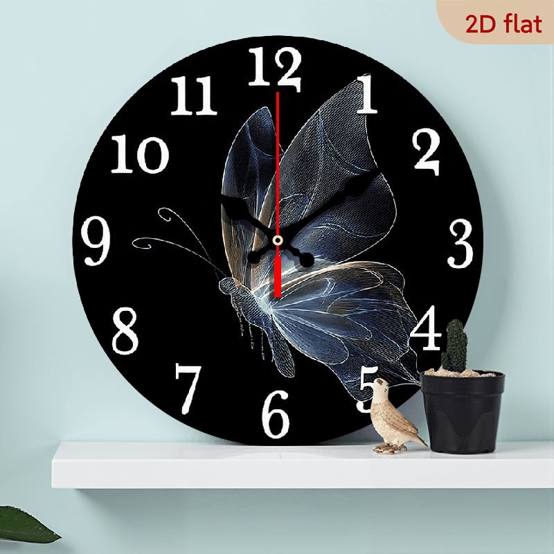 2D Flat 1pc 10Inch Silent Non-Ticking Wooden Wall Clock with Vibrant ...