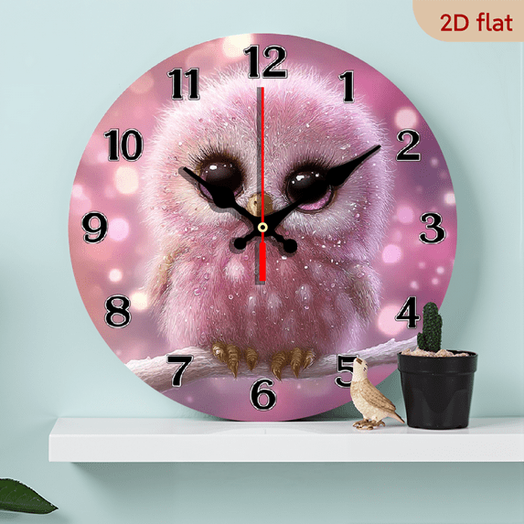 2D Flat 1pc 10Inch Wall Clock Non-Ticking Wooden, Circular Clock Blush ...