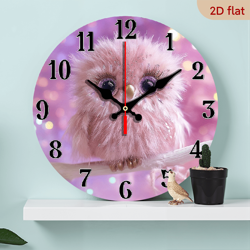 2D Flat 1pc 10Inch Wall Clock Non-Ticking Wooden, Circular Clock Blush ...