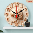 2D Flat 1pc 10Inch Wooden 1pc Brain-Shaped Wall Clock with Brain ...