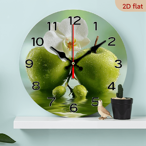 2D Flat 1pc 10Inch Wooden 1pc Decorative Round Wooden Wall Clock Non ...