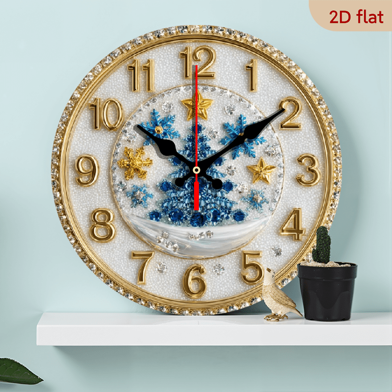 2D Flat 1pc 10Inch Wooden 1pc Elegant Christmas Snowflake Wall Clock ...
