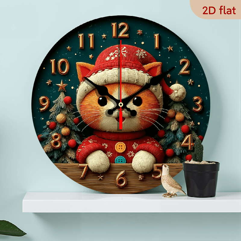 2D Flat 1pc 10Inch Wooden 1pc -Friendly Large Round Wall Clock with ...