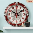 2D Flat 1pc 10Inch Wooden 1pc Luxury Red Ruby Crystal Wall Clock ...