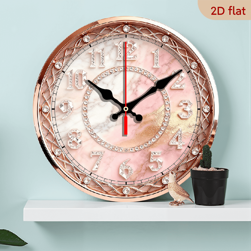 2D Flat 1pc 10Inch Wooden 1pc Rose Golden Diamond Encrusted Pink Marble ...