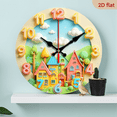 2D Flat 1pc 10Inch Wooden 1pc Wall Clock - Pastel Pink Blue Room Decor ...