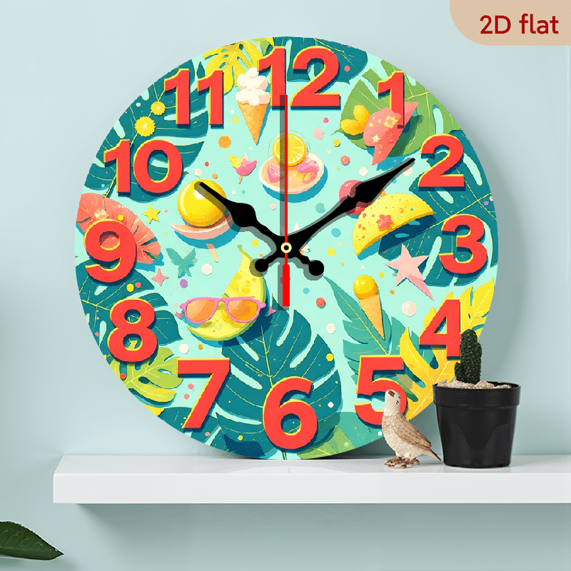 2D Flat 1pc 10Inch Wooden Bluebell Oriole Hanging Clock - Silent Swiss ...