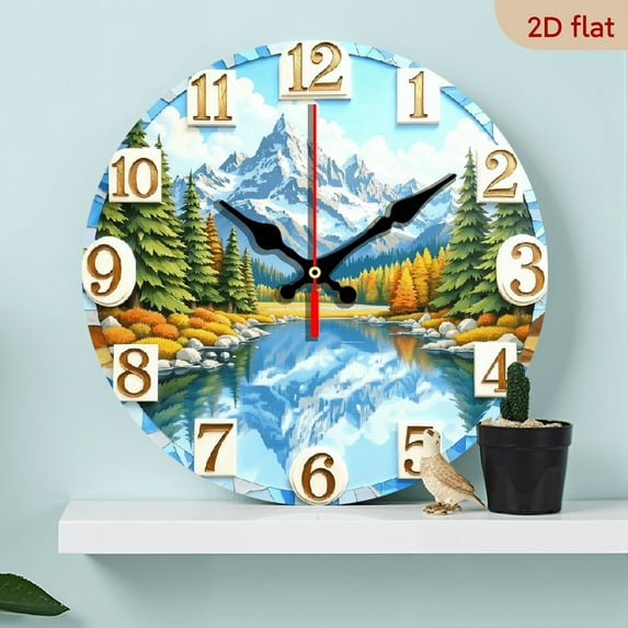 2D Flat 1pc 10Inch Wooden Elegant And Modern Landscape Themed Wall ...