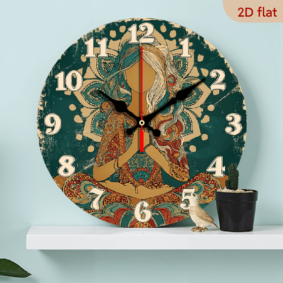 2D Flat 1pc 10Inch Wooden Fantasy Themed Wall Clock Featuring a ...