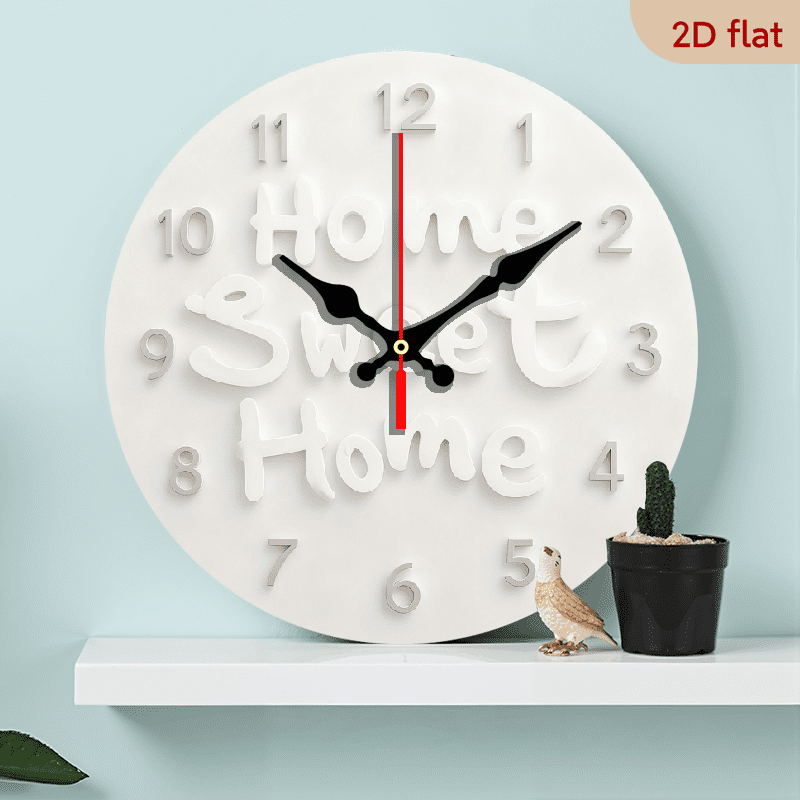 2D Flat 1pc 10Inch Wooden Home Sweet Home Wall Clock - Silent Non ...