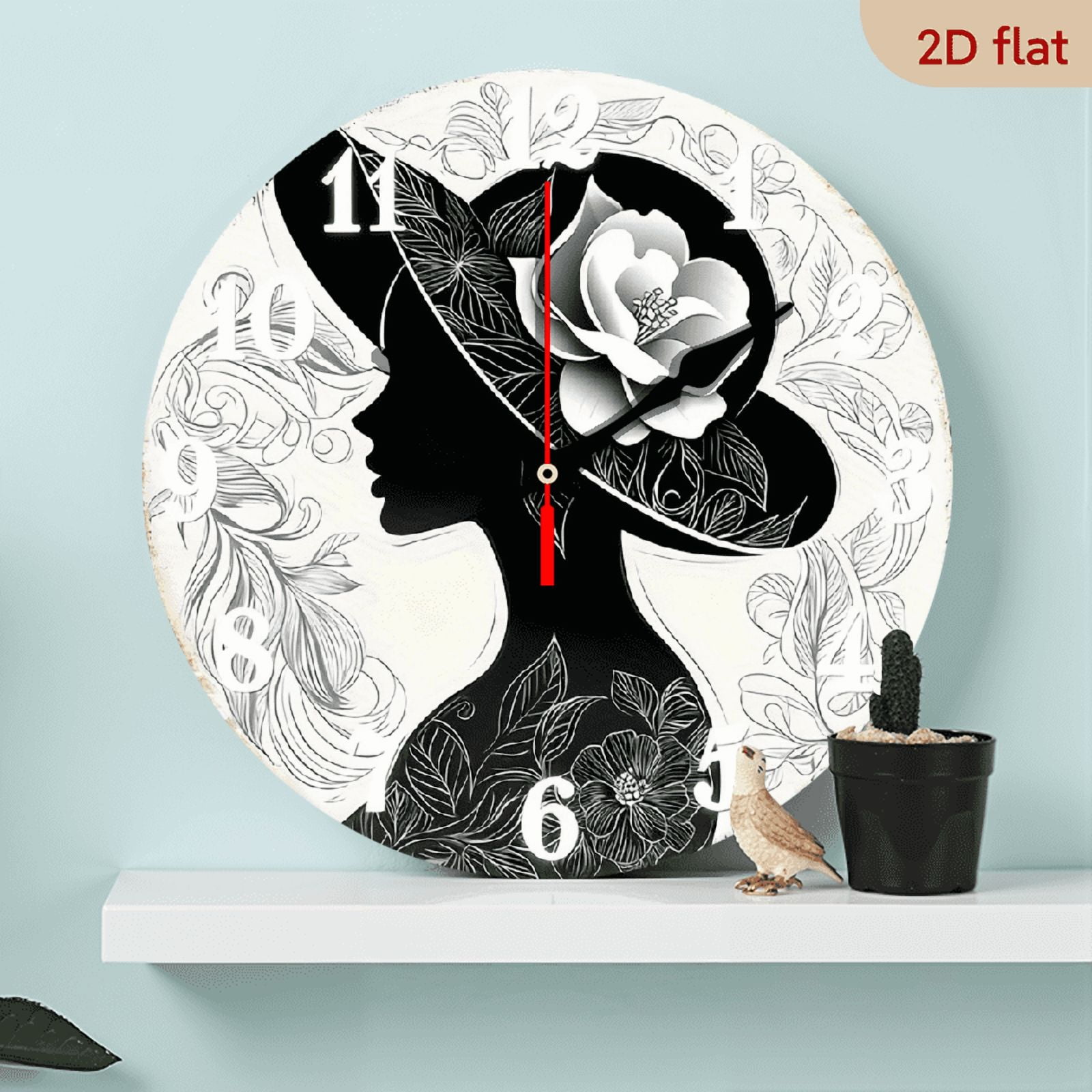 2D Flat 1pc 10Inch Wooden Large Modern Round Wooden Wall Clock - Silent ...