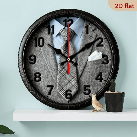 2D Flat 1pc 10Inch Wooden Modern Farmhouse Round Wall Clock with Wooden ...