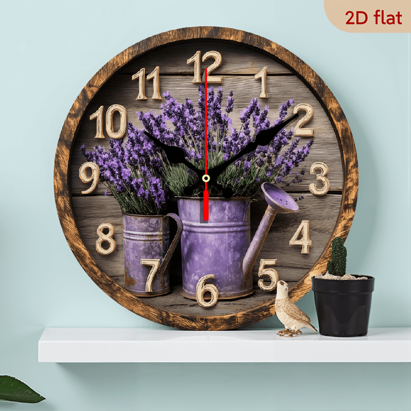 2D Flat 1pc 10Inch Wooden Non-Electric 2D Printed, Lavender-Themed ...