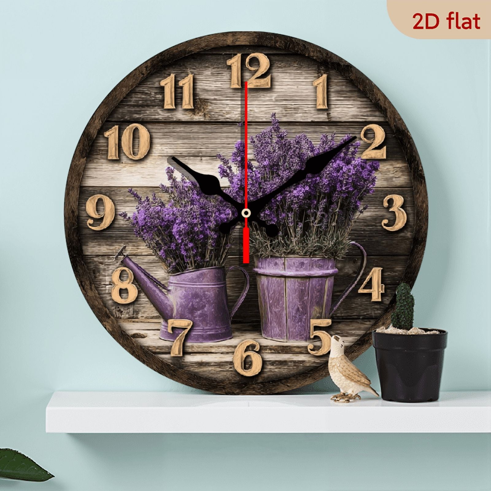 2D Flat 1pc 10Inch Wooden Non-Electric, Lavender-Themed Wooden Round ...