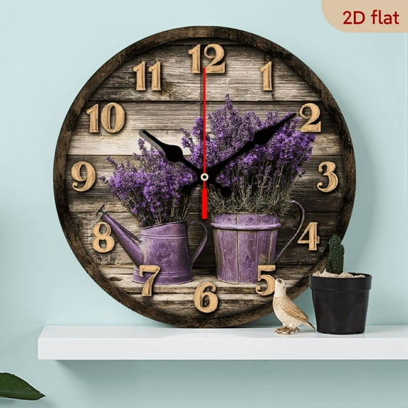 2D Flat 1pc 10Inch Wooden Non-Electric, Lavender-Themed Wooden Round ...