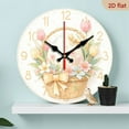 2D Flat 1pc 10Inch Wooden Pastel Pink Golden Floral Egg Wall Clock with ...