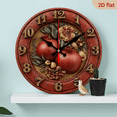 2D Flat 1pc 10Inch Wooden Pomegranate Relief Wall Clock with Golden ...