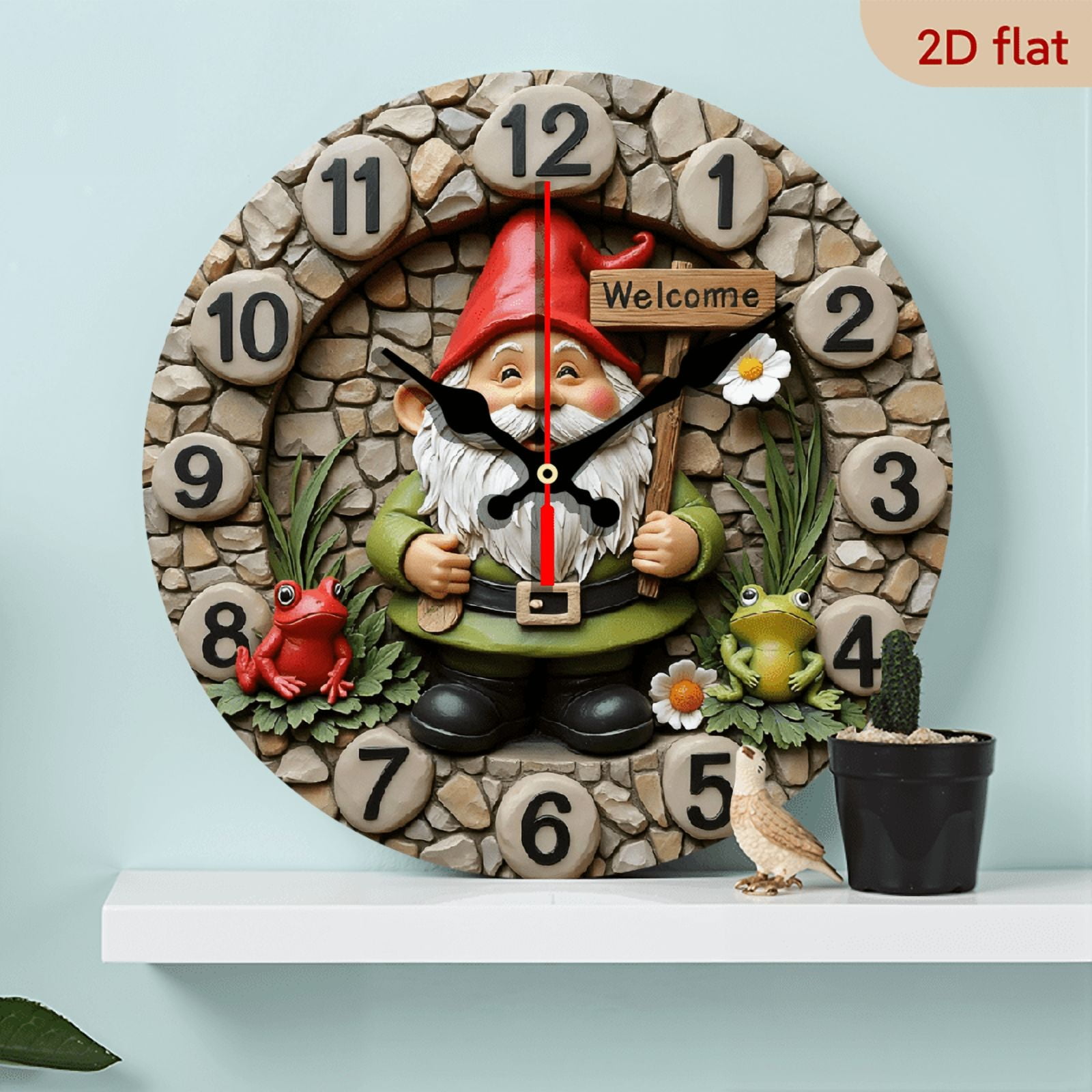 2D Flat 1pc 10Inch Wooden Round Wooden Welcome Garden Wall Clock ...